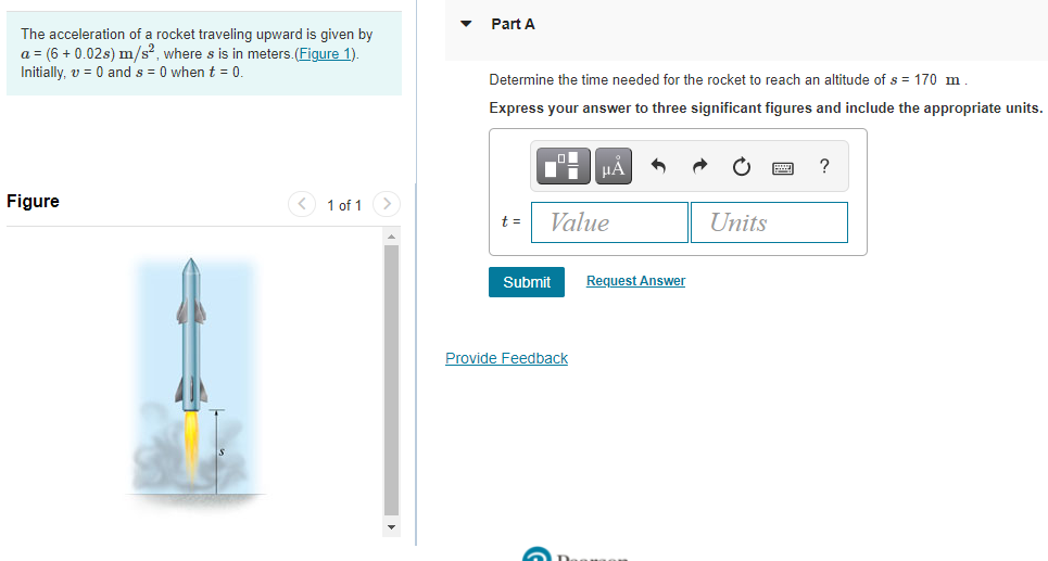 Solved v Part A The acceleration of a rocket traveling | Chegg.com