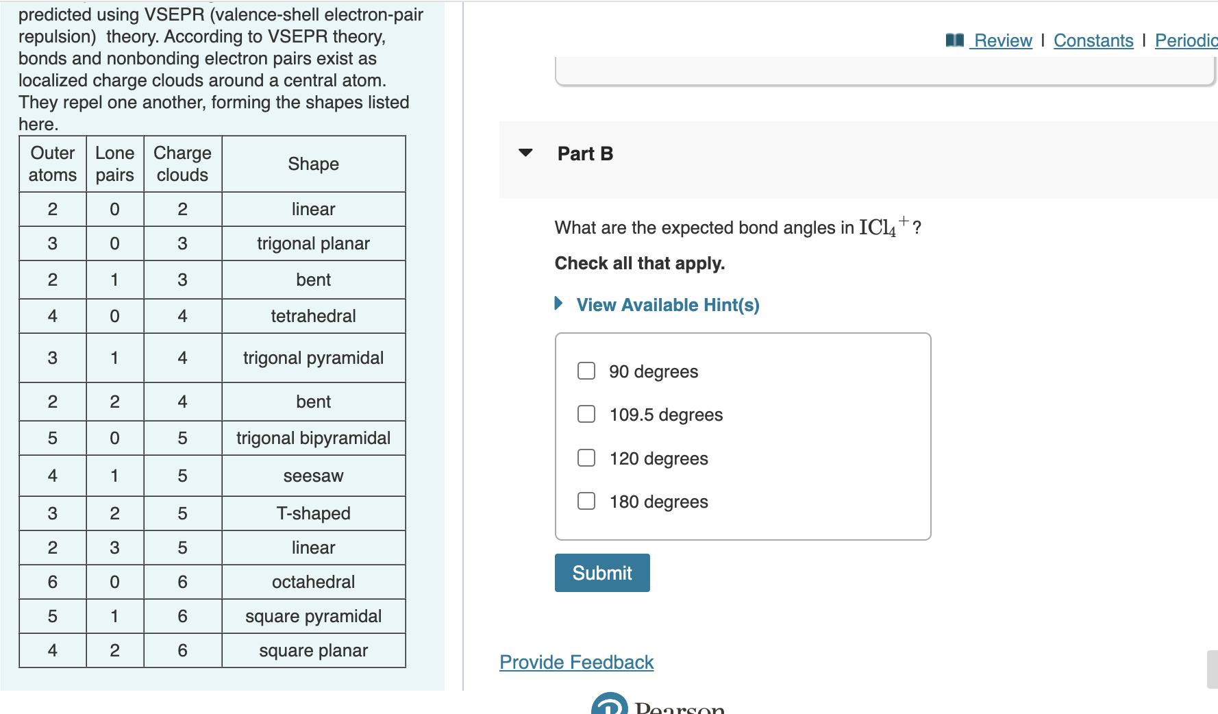 Solved Predicted Using Vsepr Valence Shell Electron Pair 5435