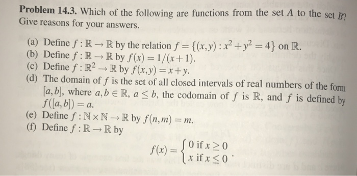 Solved Problem 14.3. Which of the following are functions | Chegg.com