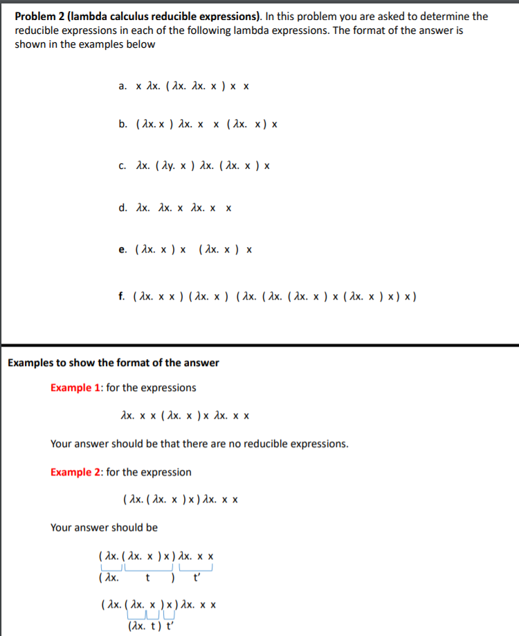 Solved Lambda calculus reducible expressions- Use the two | Chegg.com