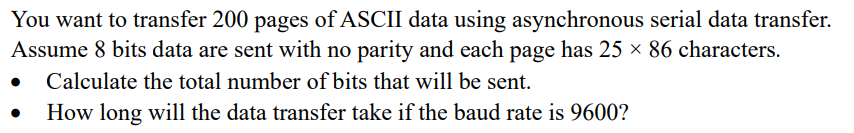 Solved You want to transfer 200 ﻿pages of ASCII data using | Chegg.com