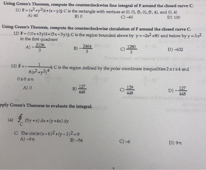 Solved Using Green's Theorem, compute the counterdlockwise | Chegg.com