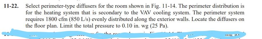Solved 11-22. Select perimeter-type diffusers for the room | Chegg.com
