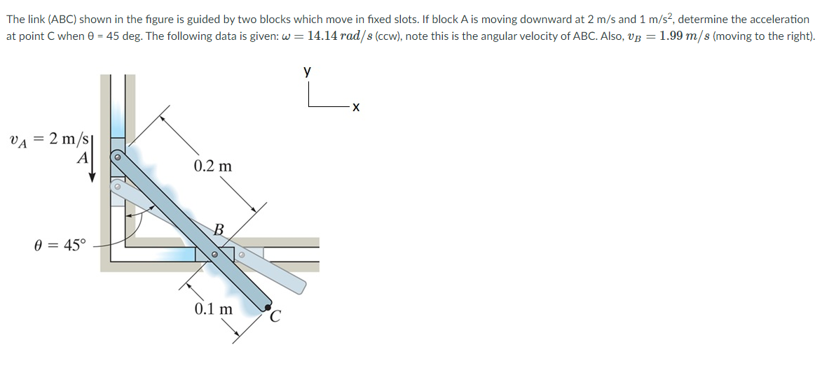 Solved The link (ABC) shown in the figure is guided by two | Chegg.com