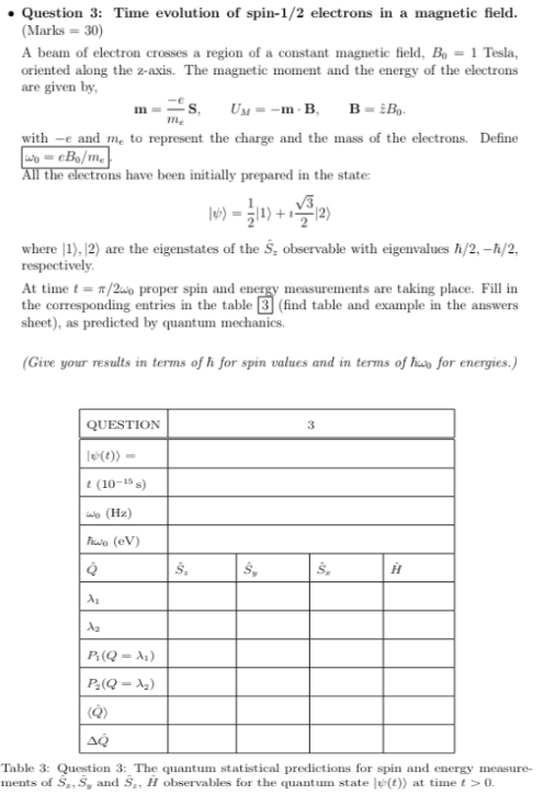 Solved Question 3:Answer question and fill in table: | Chegg.com