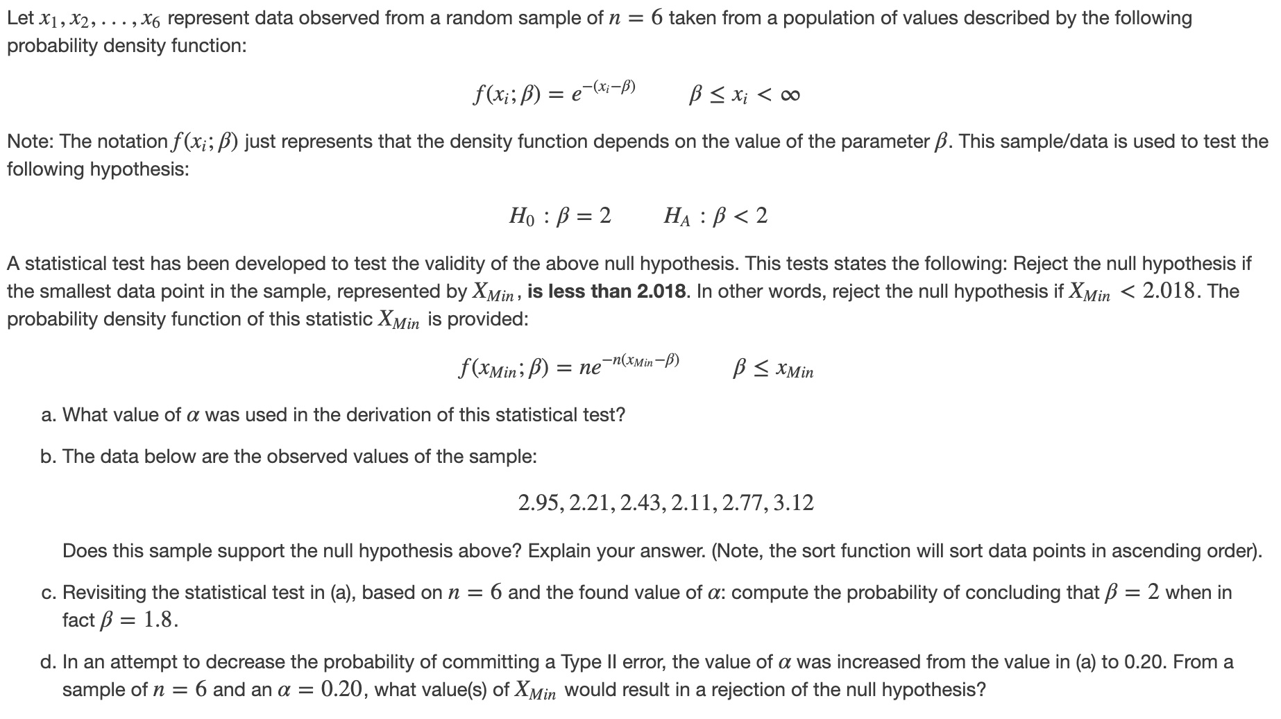 Solved et x1,x2,…,x6 represent data observed from a random | Chegg.com