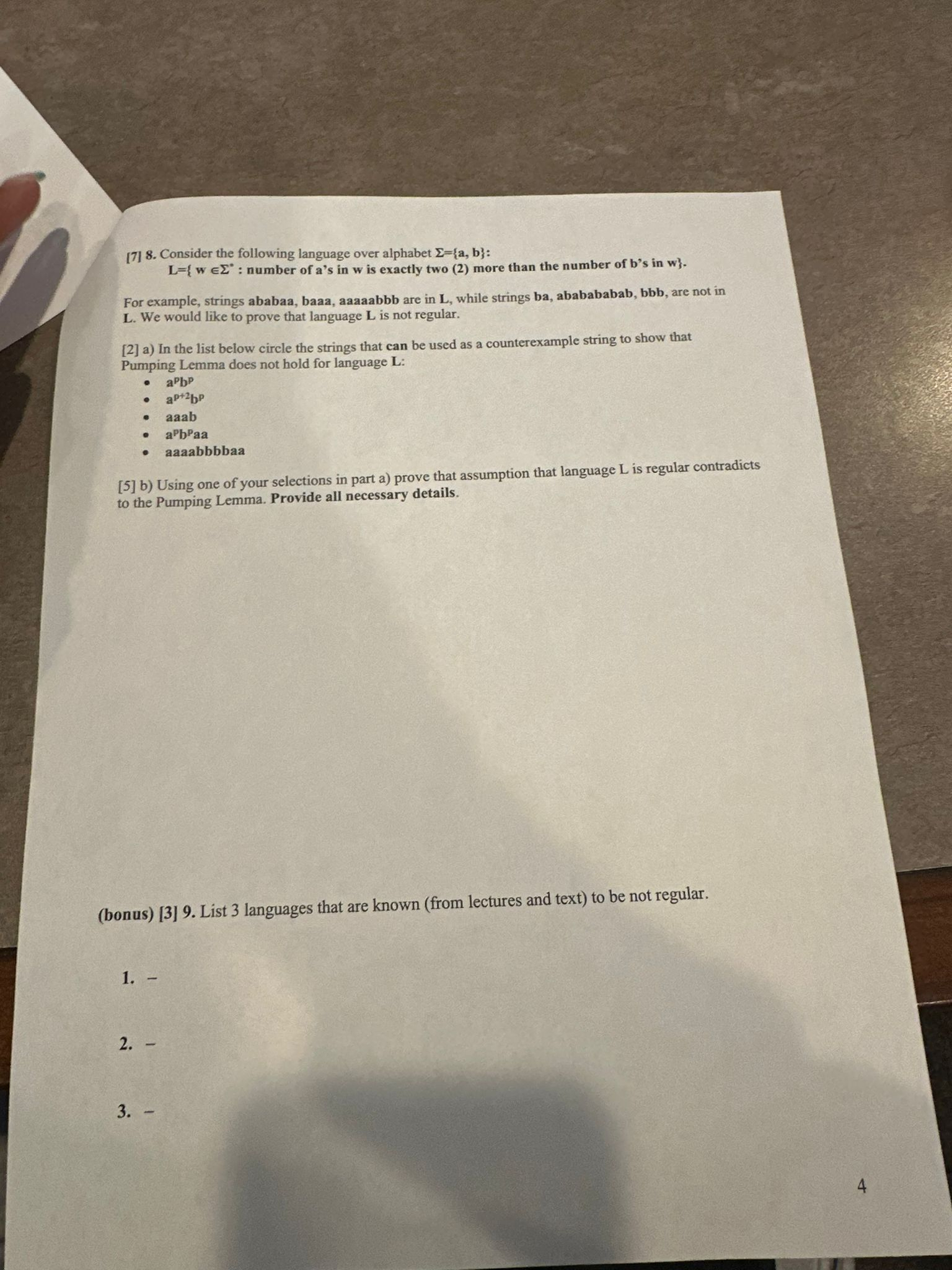 Solved Consider the following language over alphabet Σ={a,b} | Chegg.com