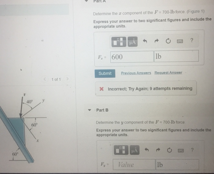 Solved Fart A Determine the z component of the F-700-lb | Chegg.com