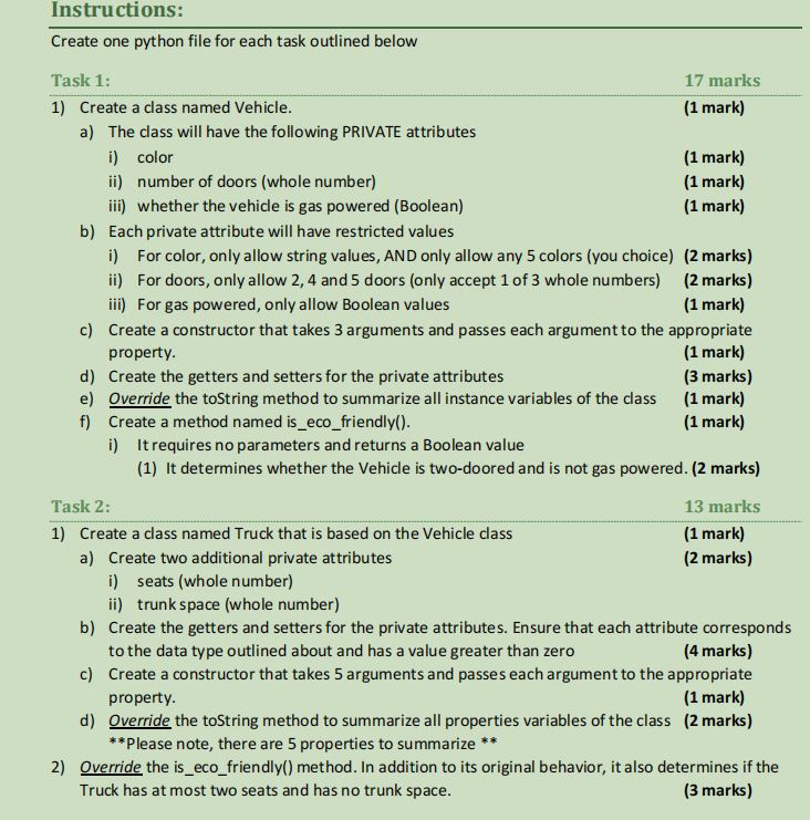 Solved 1) Create a class named Truck that is based on the | Chegg.com