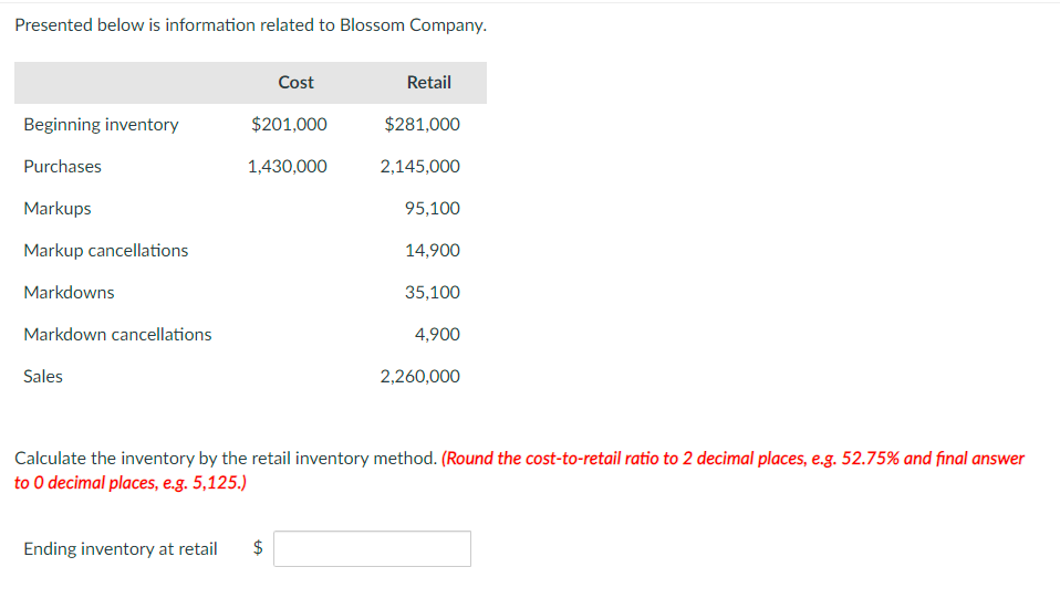 Solved Presented below is information related to Blossom | Chegg.com
