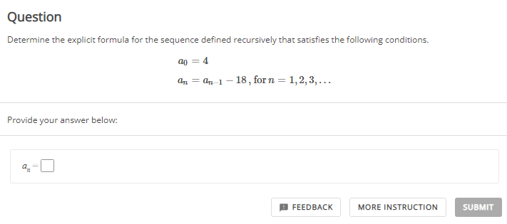 Solved Question Determine the explicit formula for the | Chegg.com
