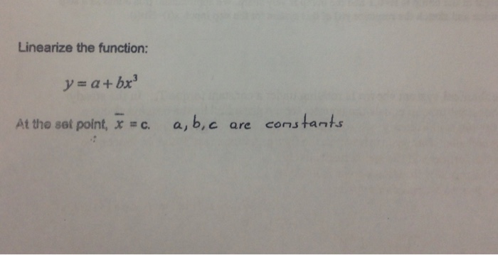 Solved Linearize the function: y = a + bx^3 At the set | Chegg.com