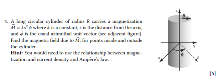 Solved 4. A long circular cylinder of radius R carries a | Chegg.com