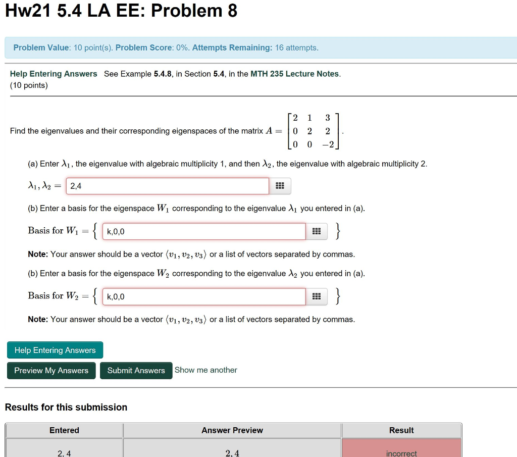Solved Find the eigenvalues and their corresponding | Chegg.com
