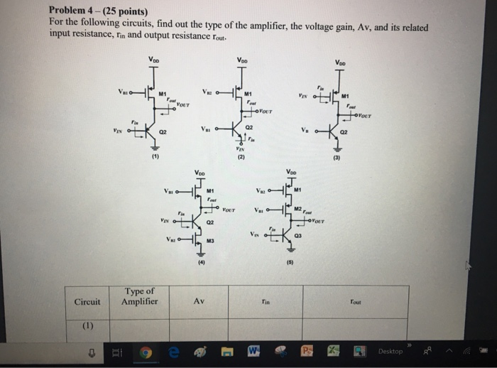 Solved Problem 4 (25 points) For the following circuits, | Chegg.com