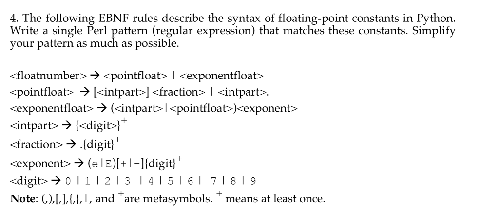 Solved 4. The following EBNF rules describe the syntax of | Chegg.com