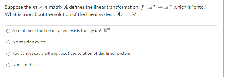Solved Suppose the m×n matrix A defines the linear | Chegg.com