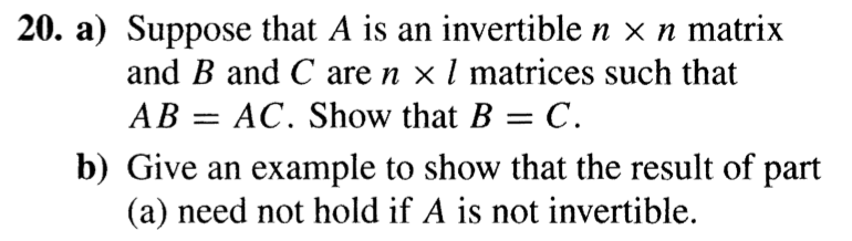 Solved 20. a) Suppose that A is an invertible n x n matrix | Chegg.com