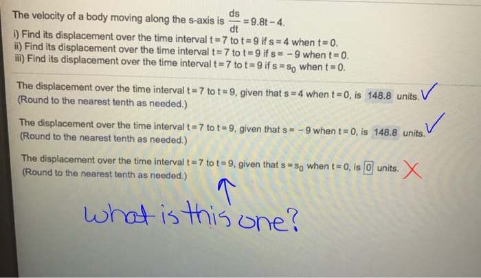 Solved The velocity of a body moving along the s-axisis9.8 | Chegg.com