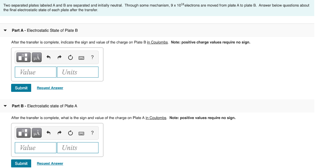 Solved Two separated plates labeled A and B are separated | Chegg.com