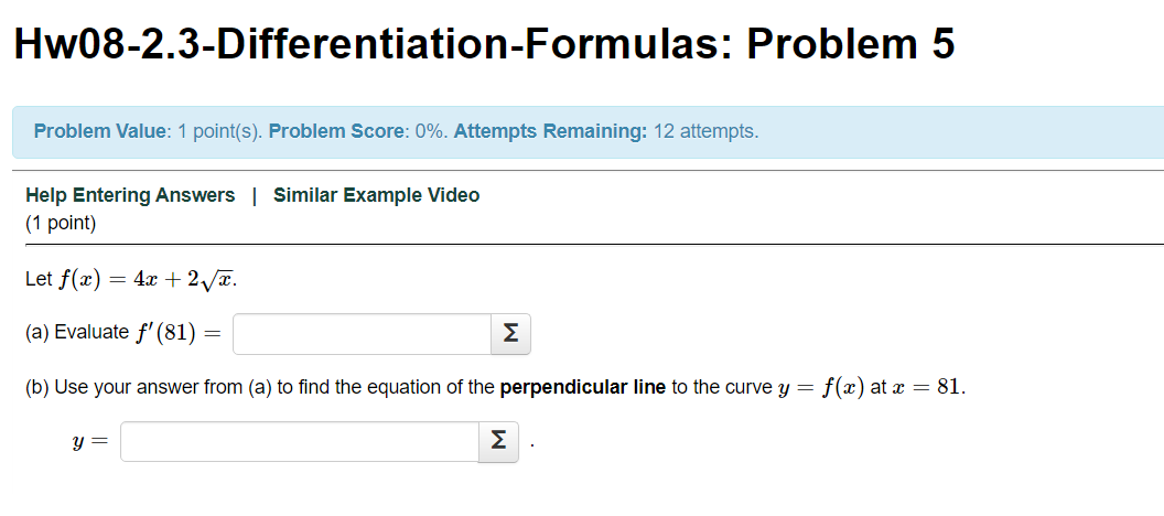 Solved Hw08-2.3-Differentiation-Formulas: Problem 5 Problem | Chegg.com