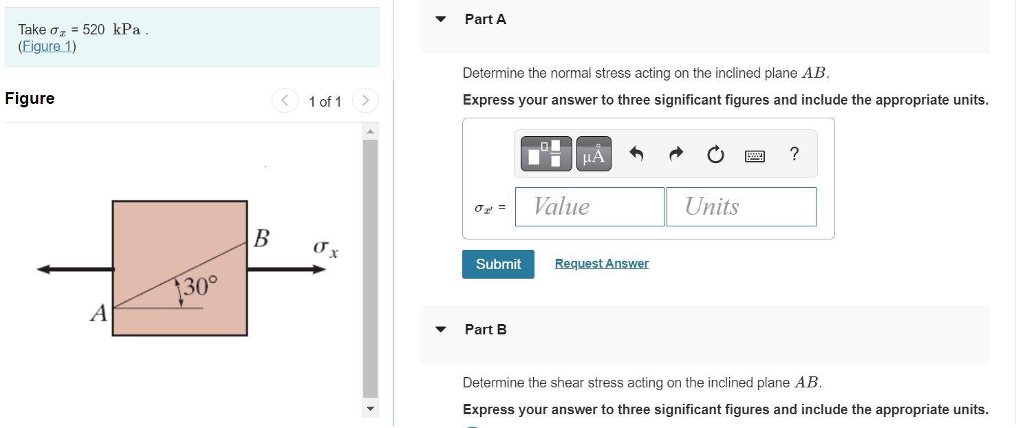 Solved Take σx=520kPa. Part A (Figure 1) Determine the | Chegg.com