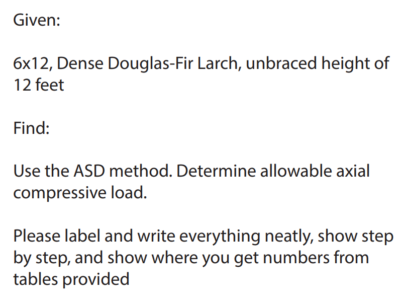 COMPRESSION CAPACITY OF SIMPLE SOLID COLUMNS, ASD | Chegg.com