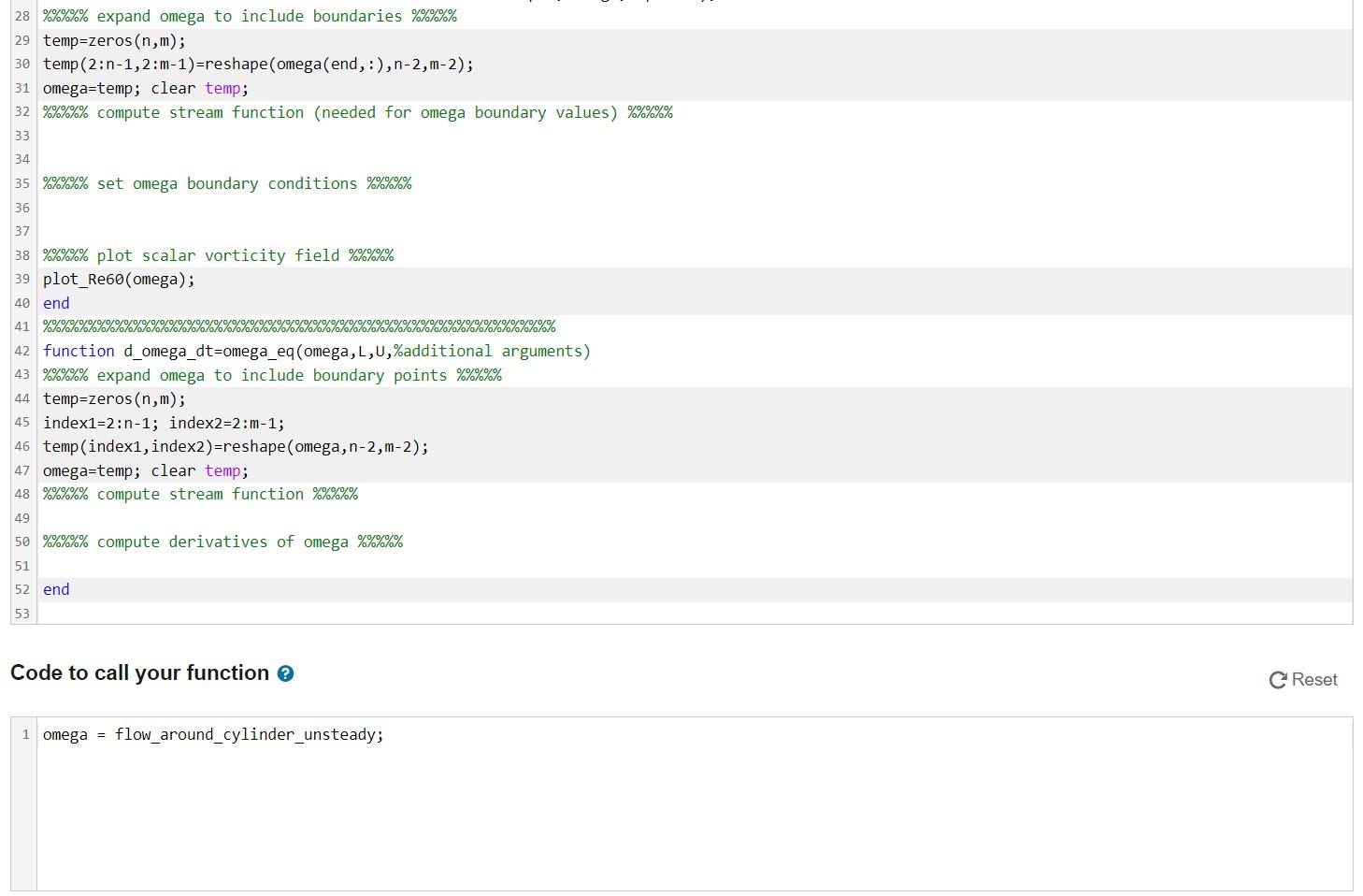 Unsteady Flow at Re=60 Function θCode to call your | Chegg.com