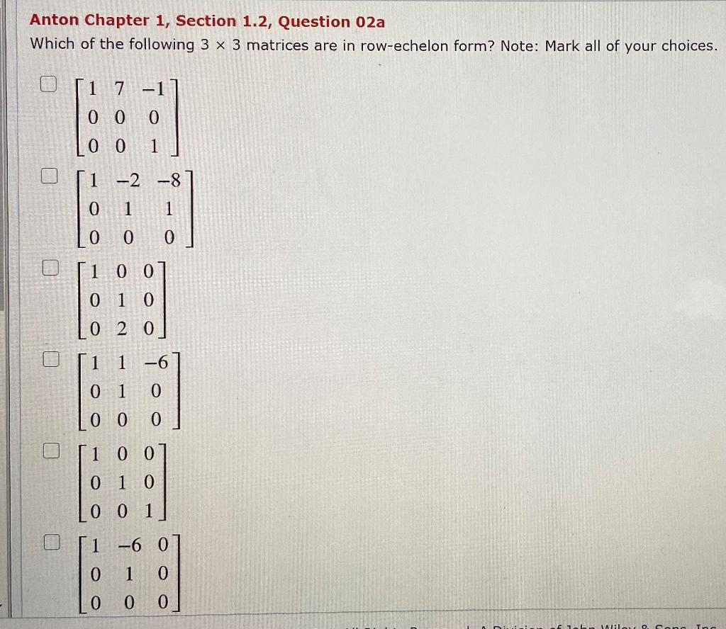 Solved Anton Chapter 1, Section 1.2, Question 02a Which of | Chegg.com