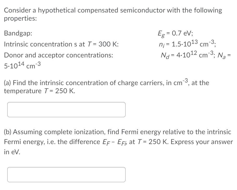 Solved Consider a hypothetical compensated semiconductor | Chegg.com