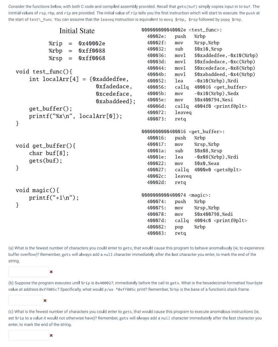 Solved Consider the functions below, with both C code and | Chegg.com