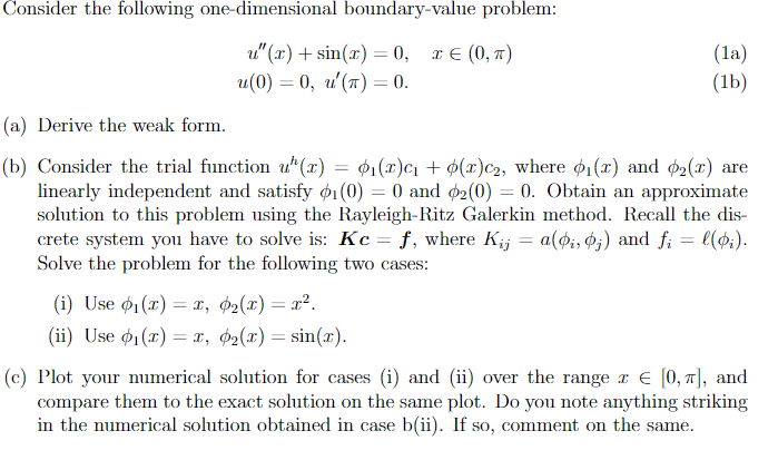 Solved Consider the following one-dimensional boundary-value | Chegg.com