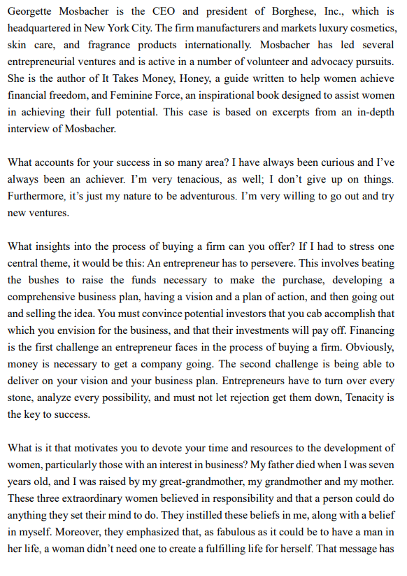 Solved Georgette Mosbacher is the CEO and president of | Chegg.com