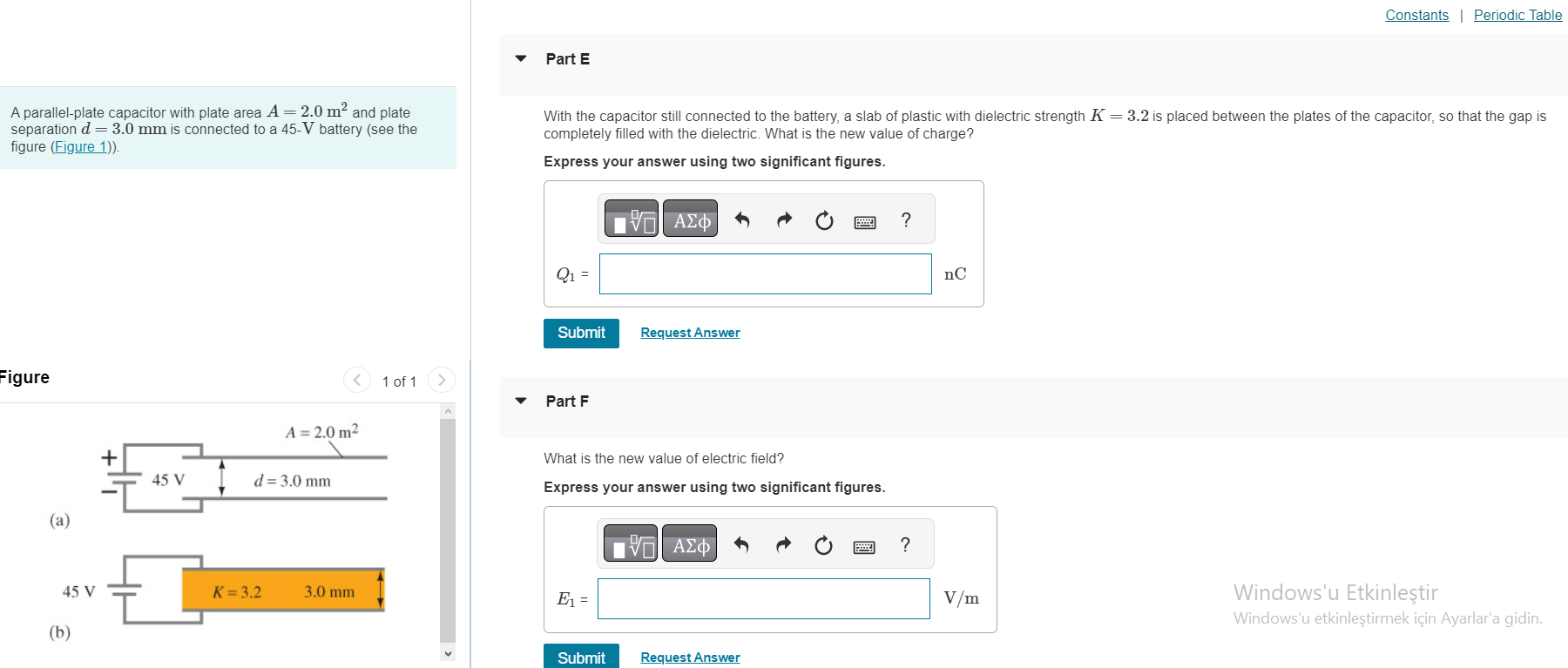 Solved Part G: What is the new value of capacitance? Part | Chegg.com