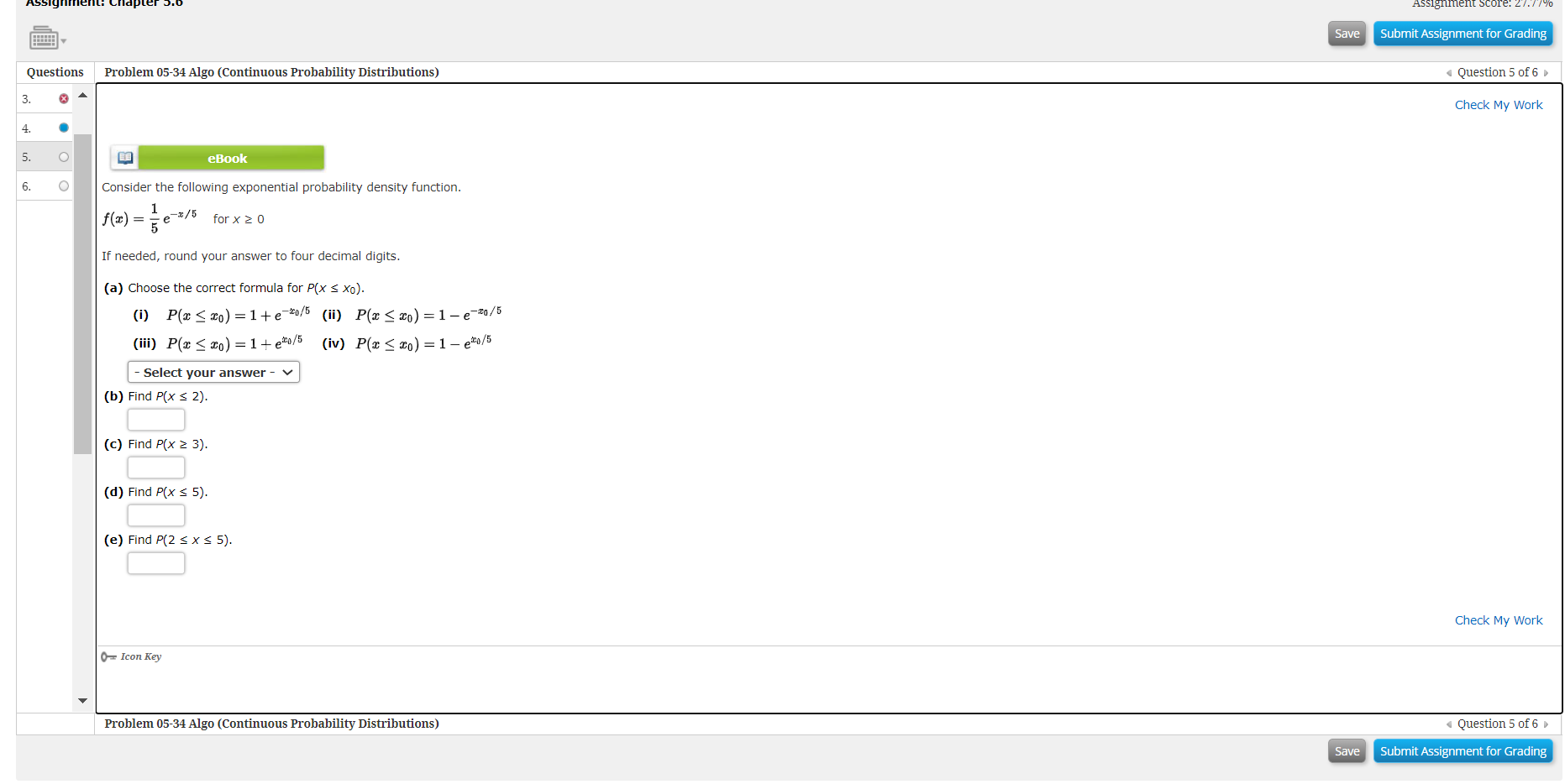 Solved Assignment: Chapter Assignment Score: 27.77% Save | Chegg.com