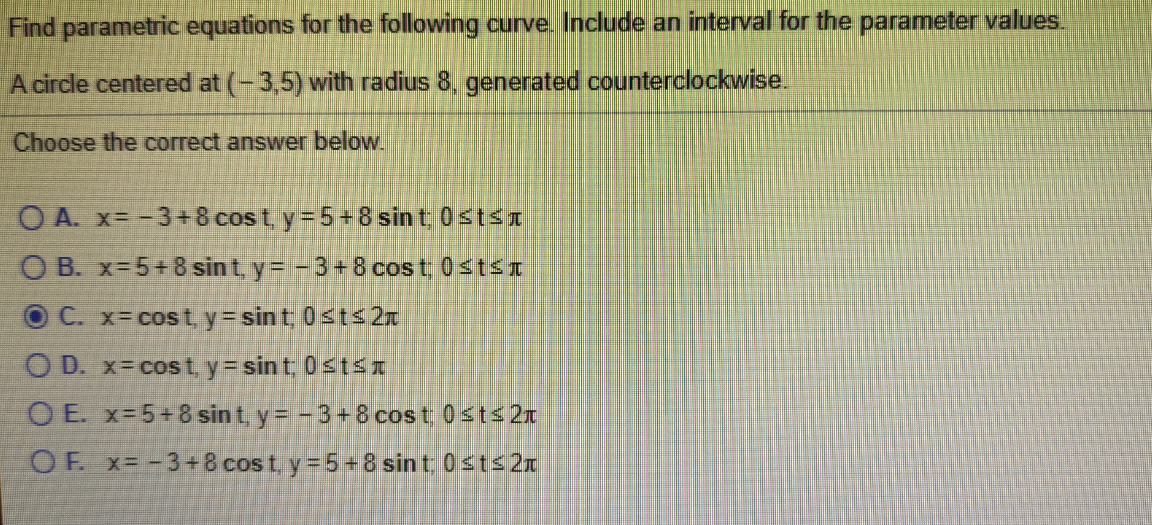 Solved Find parametric equations for the following curve. | Chegg.com