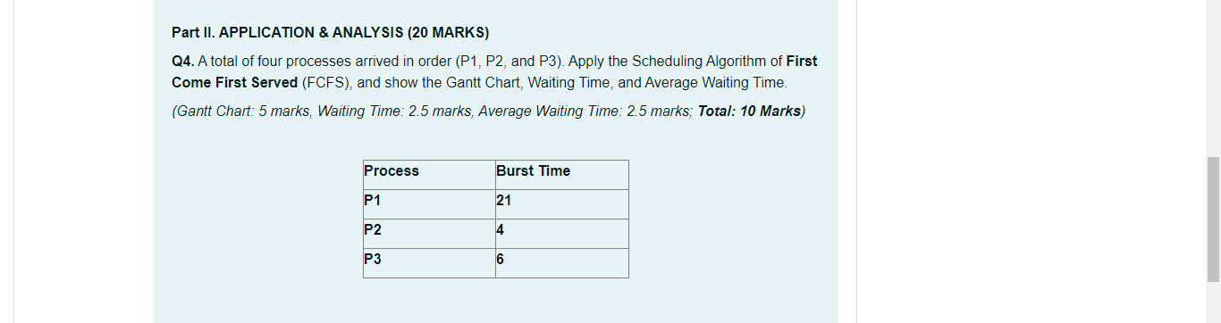 Solved Part II. APPLICATION & ANALYSIS (20 MARKS) Q4. A | Chegg.com