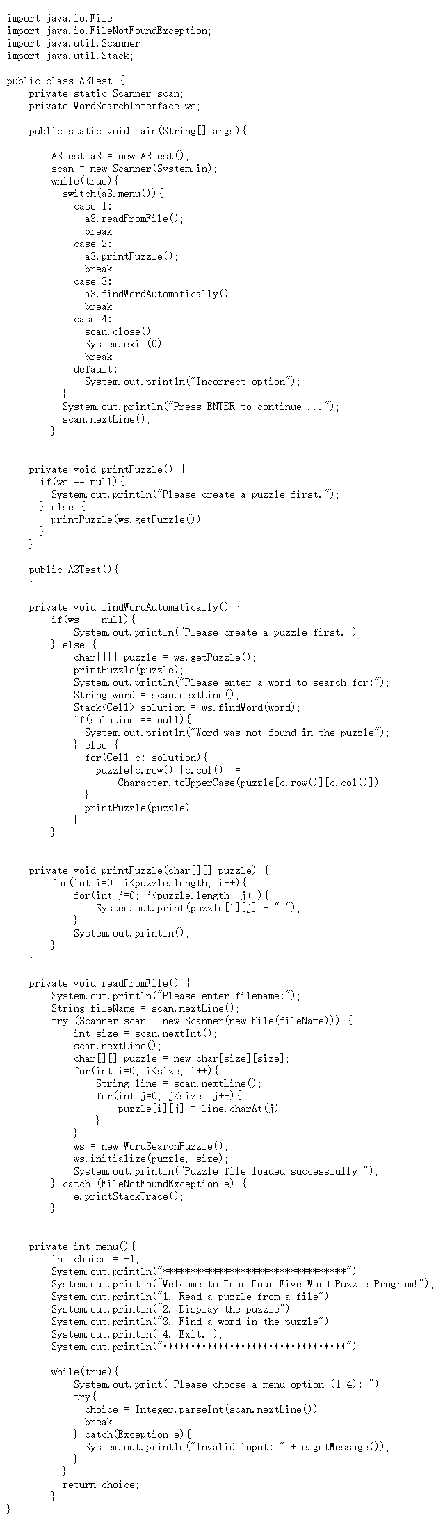 Solved The class WordSearchPuzzle implements | Chegg.com