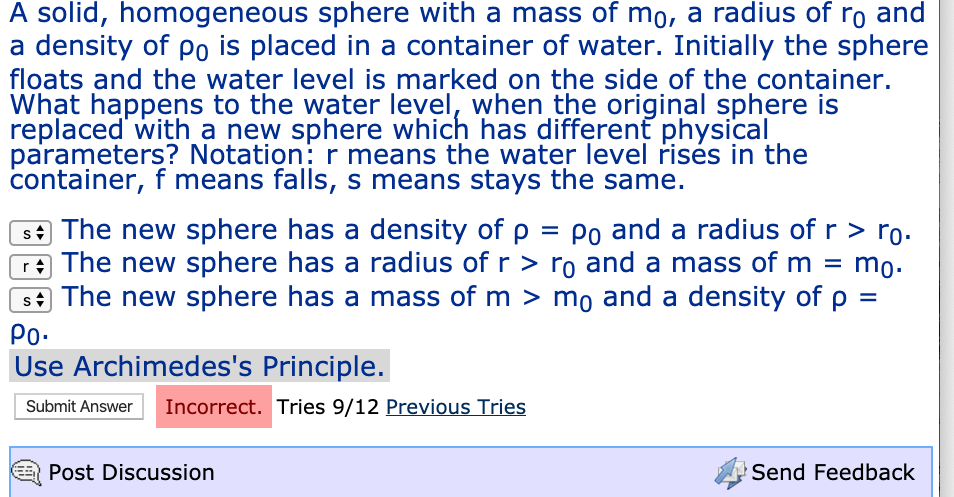 Solved A solid, homogeneous sphere with a mass of m0, a | Chegg.com