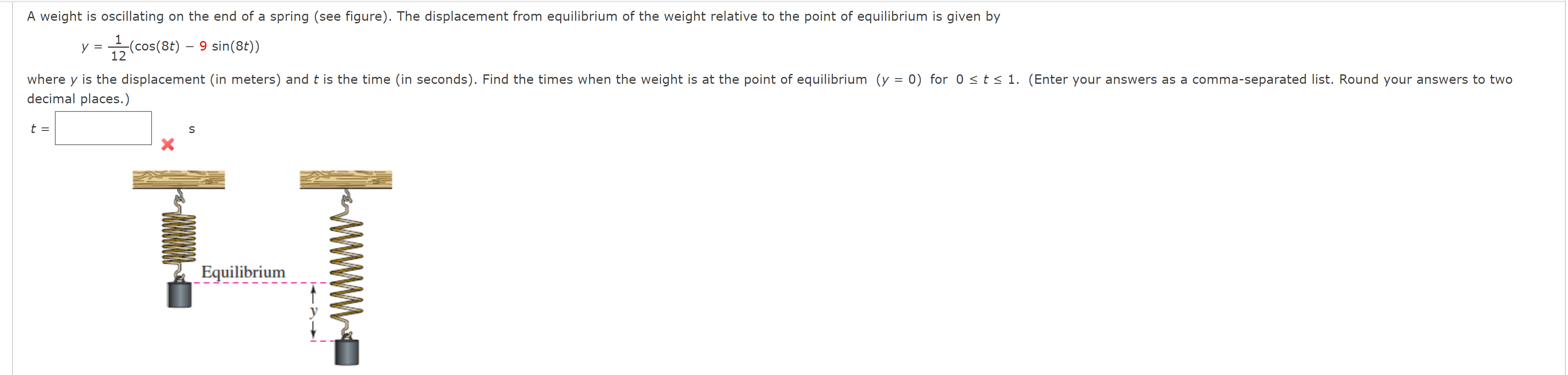 Solved A weight is oscillating on the end of a spring (see | Chegg.com