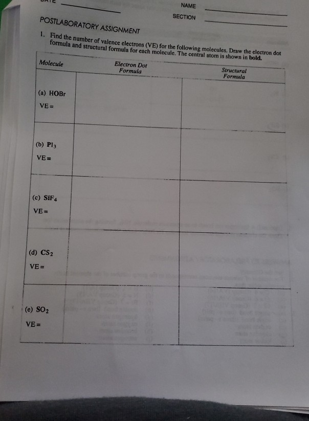 Solved NAME SECTION POSTLABORATORY ASSIGNMENT Find the | Chegg.com