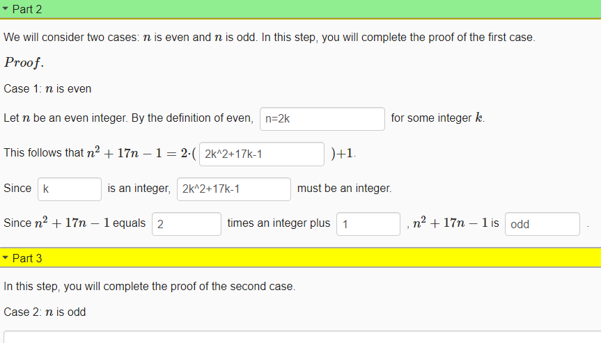 Solved Part 2 We will consider two cases: n is even and n is | Chegg.com
