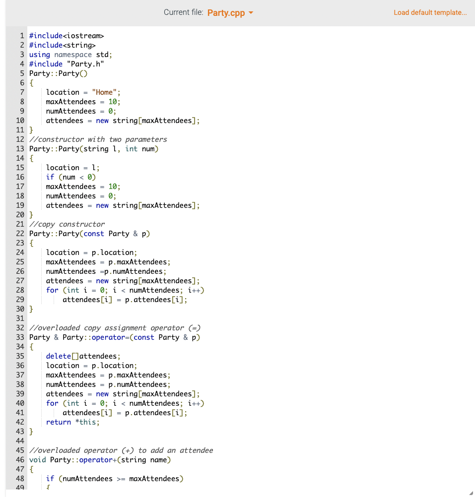 Solved This exercise defines a Party class to store the | Chegg.com