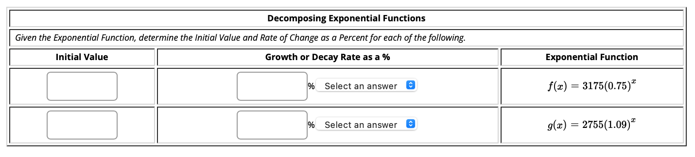 Solved Decomposing Exponential Functions Given the | Chegg.com