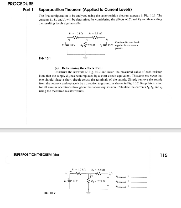 Solved PROCEDURE Part 1 Superposition Theorem (Applied to | Chegg.com