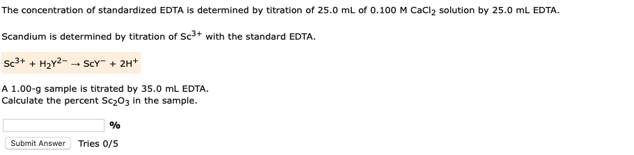 Solved The concentration of standardized EDTA is determined | Chegg.com