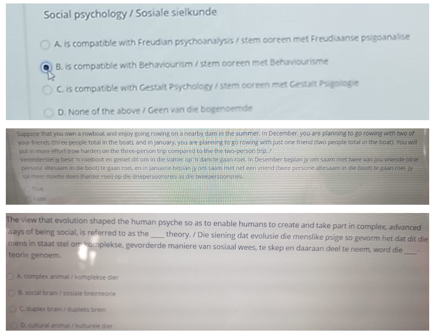 Solved Social psychology / Sosiale sielkunde A is compatible | Chegg.com