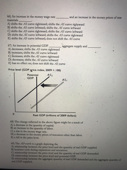 Solved 66) An increase in the money wage rate and an | Chegg.com