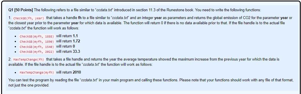 Solved Q1 [50 Points] The following refers to a file similar | Chegg.com