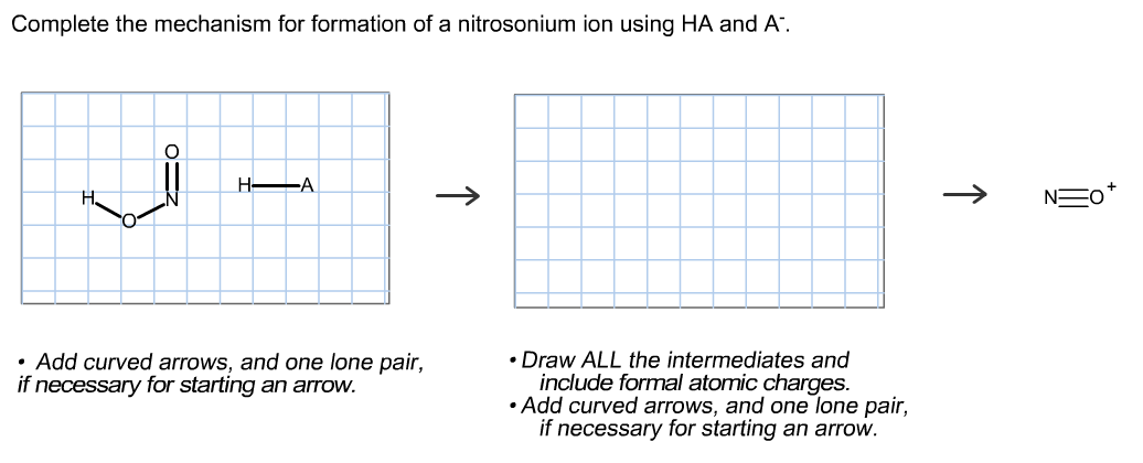 Solved Complete the mechanism for formation of a nitrosonium | Chegg.com